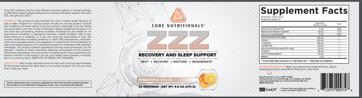 Core Nutritionals Core ZZZ Recovery & Sleep Support - EveryBody Nutrition